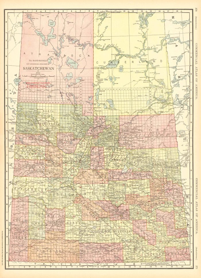 McNally's 1915 Map of Saskatchewan - Art Source International