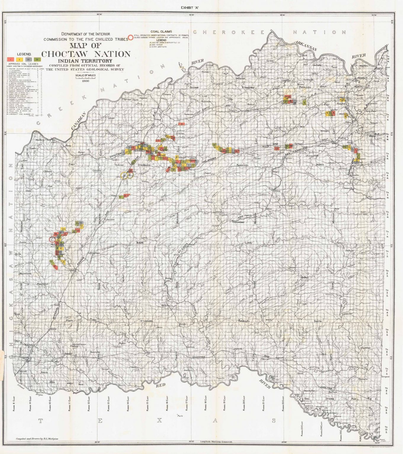 Map of Choctaw Nation Indian Territory, Compiled from U.S. Geological ...