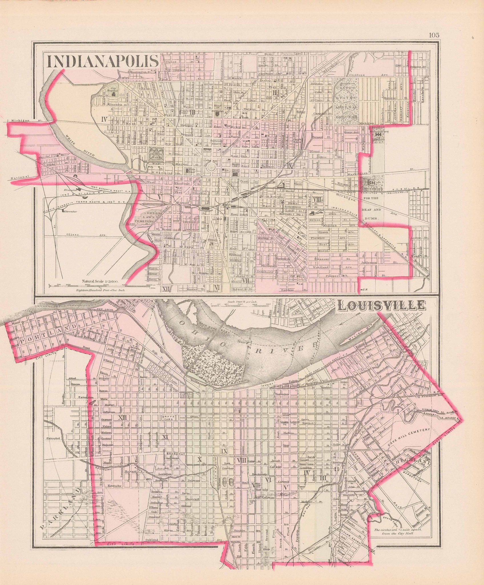 Map of Indianapolis and Louisville - Art Source International