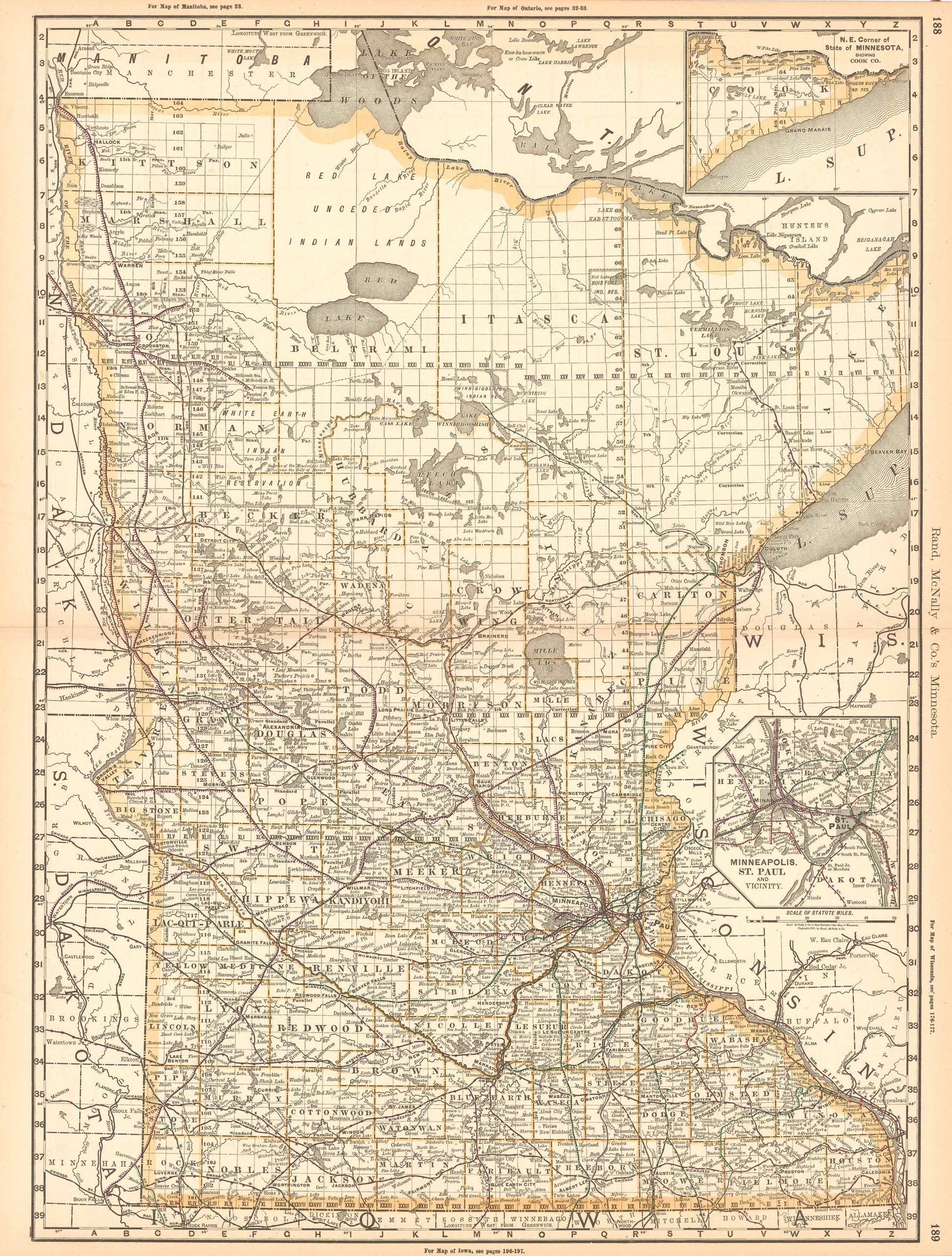 McNally's 1891 Map of Minnesota - Art Source International