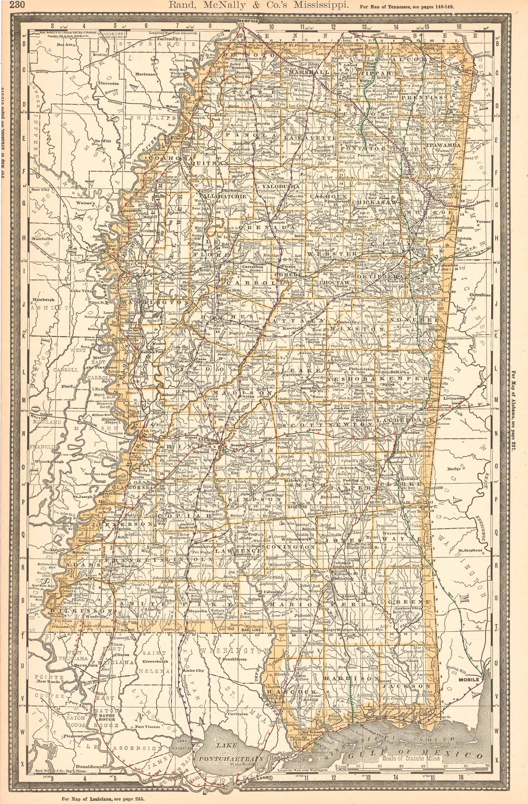 McNally's 1891 Map of Mississippi - Art Source International