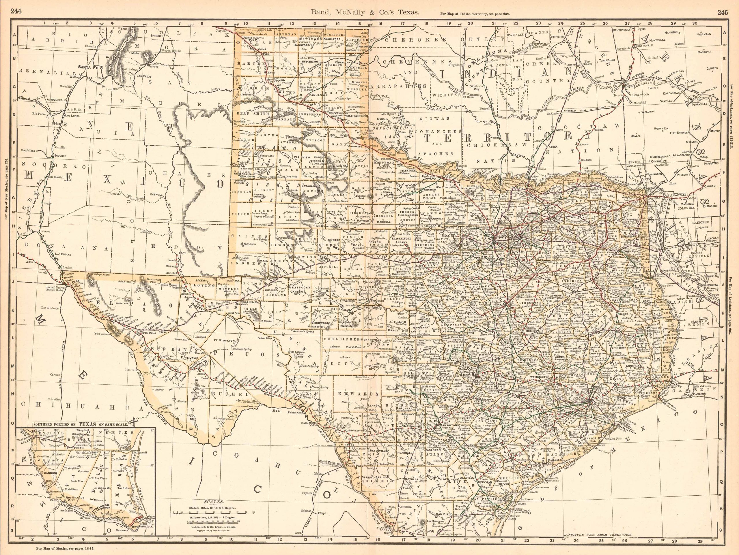 McNally's 1891 Map of Texas - Art Source International