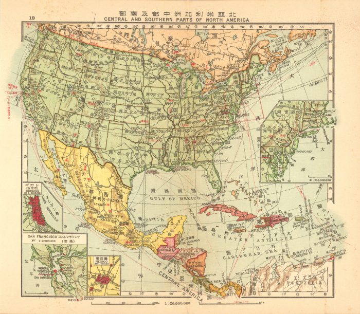 Kaiseikwan's 1920 Map of Central and Southern Parts of North America ...