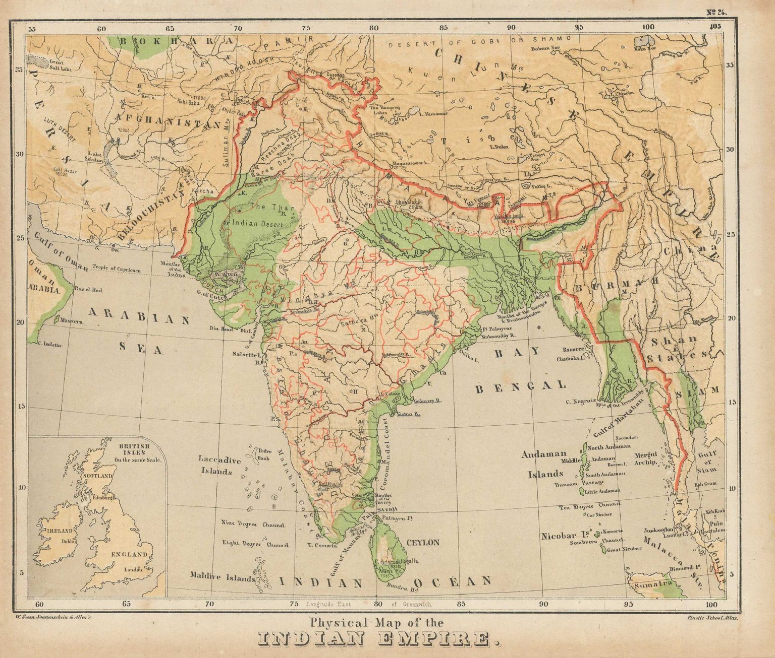 Royal Relief Atlas of All Parts of the World 1885 - Physical Map of the ...
