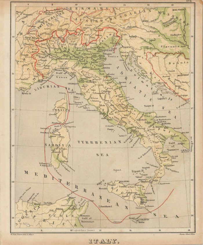 Royal Relief Atlas of All Parts of the World 1885 - Italy - Art Source ...