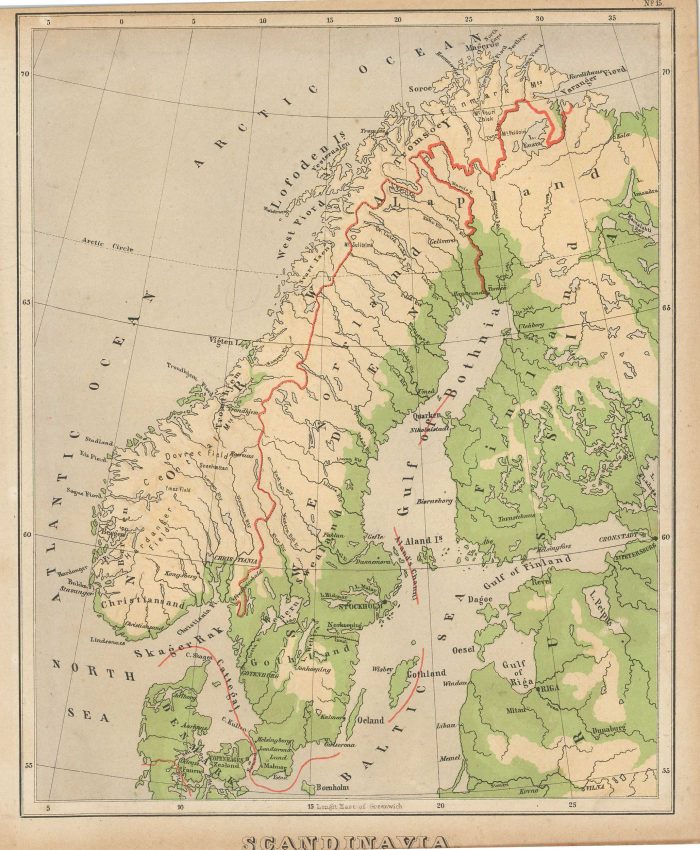 Royal Relief Atlas of All Parts of the World 1885 - Scandinavia - Art ...