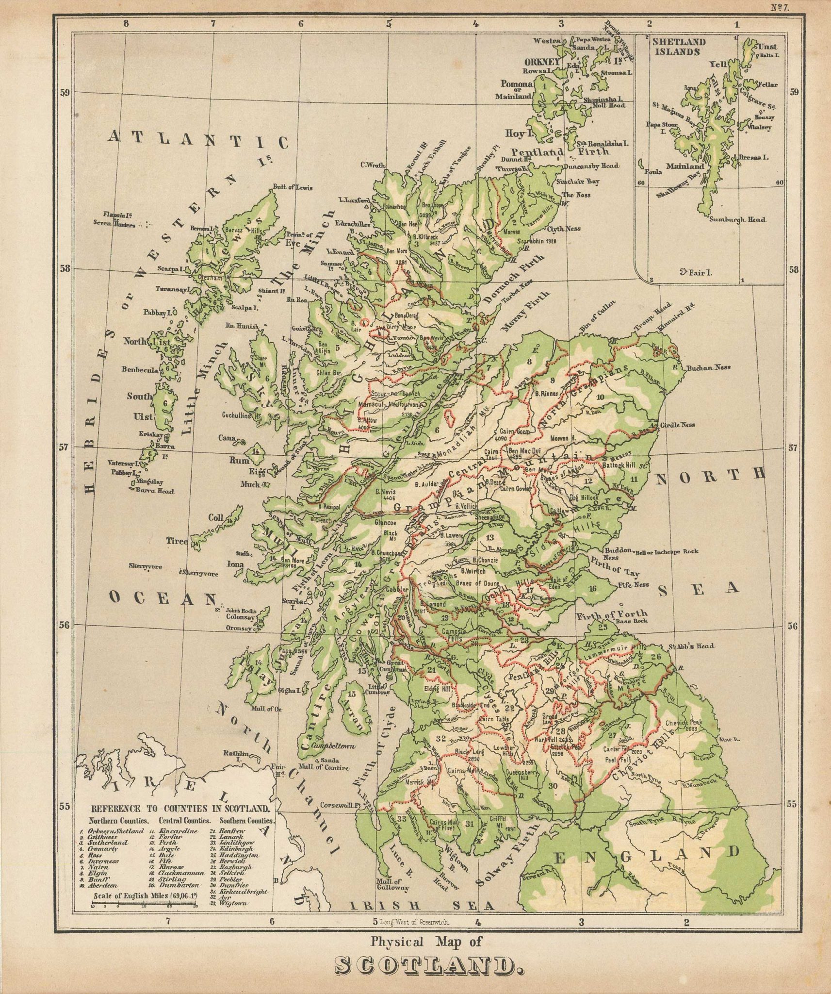 Royal Relief Atlas of All Parts of the World 1885 - Physical Map of ...