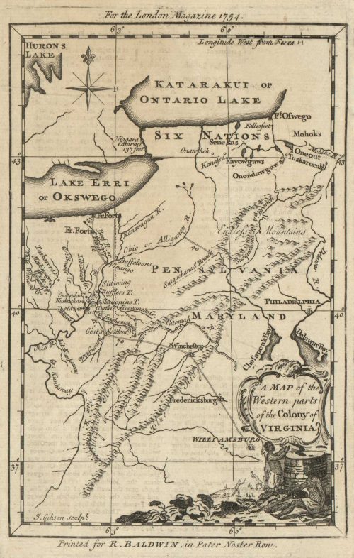 Gibson's 1754 Map of the Western Parts of the Colony of Virginia - Art ...