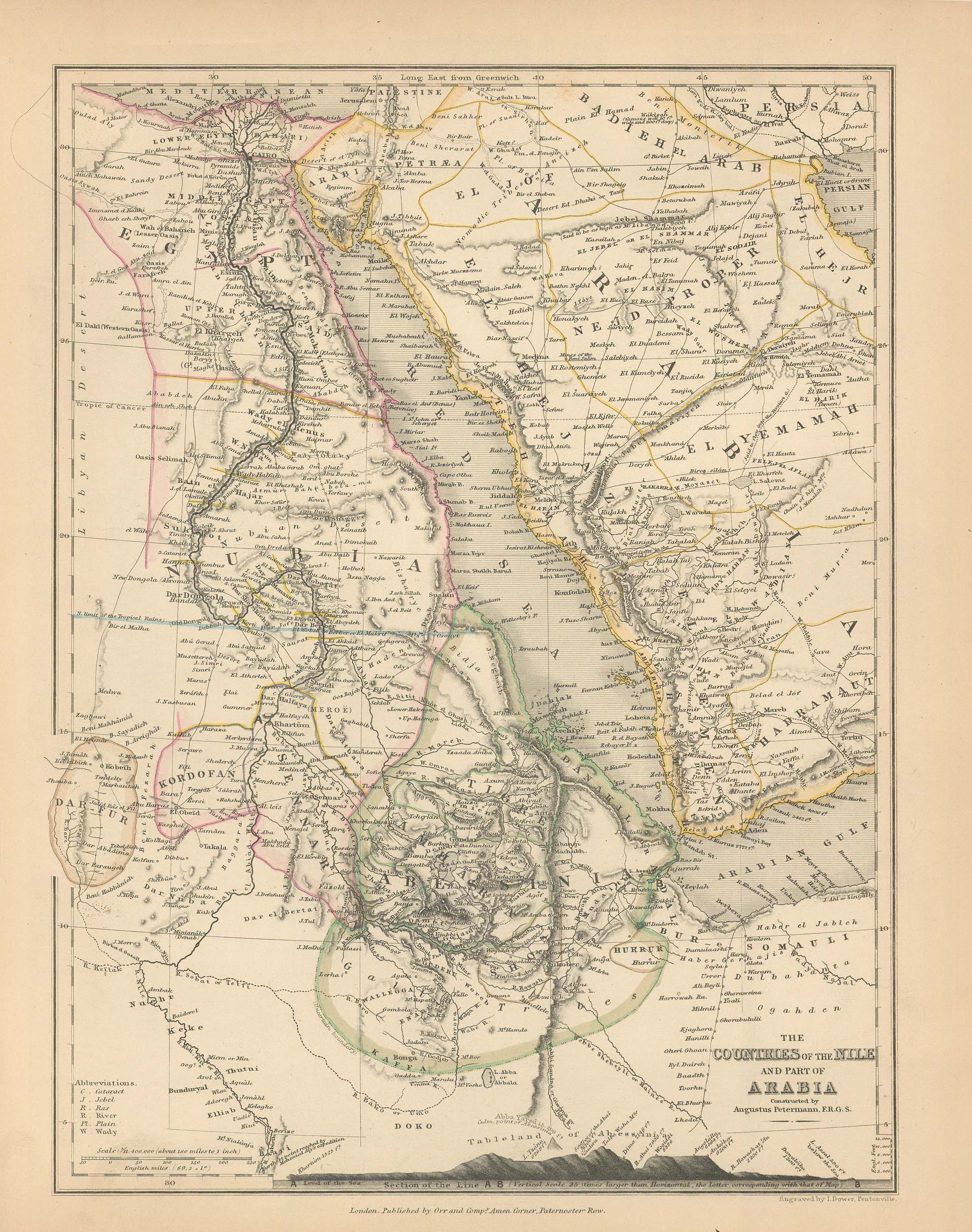 Milner's 1850 Map of the Countries of the Nile and part of Arabia - Art ...