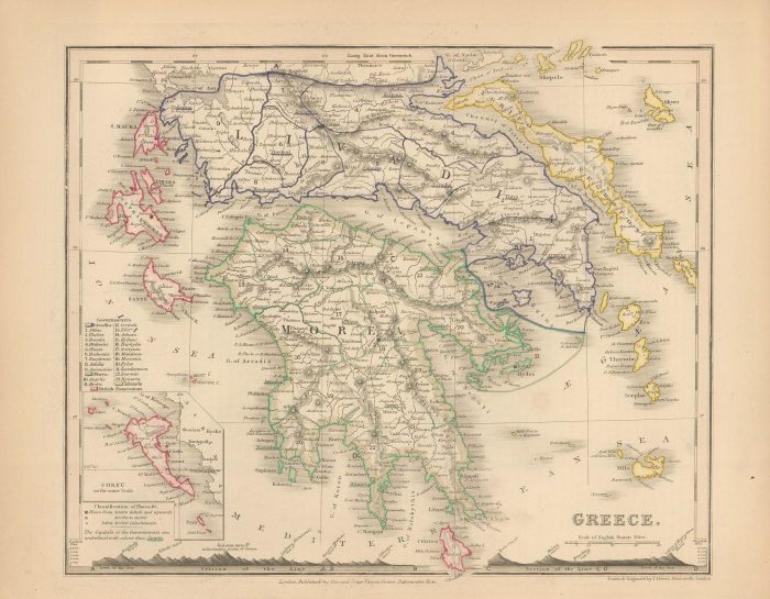 Milner's 1850 Map of Greece - Art Source International