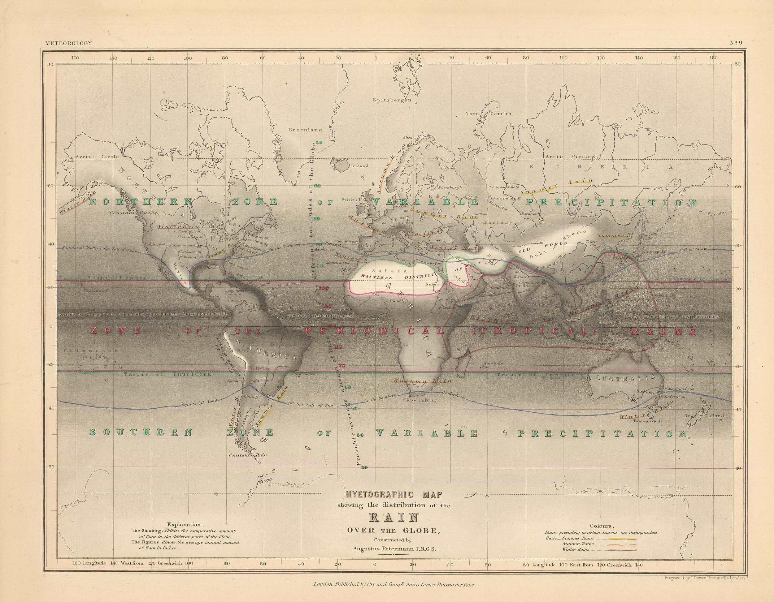 Milner's 1850 Hyetographic Map Showing the Distribution of the Rain ...