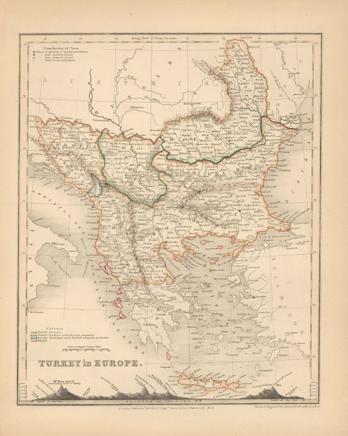 Milner's 1850 Map of Turkey in Europe - Art Source International
