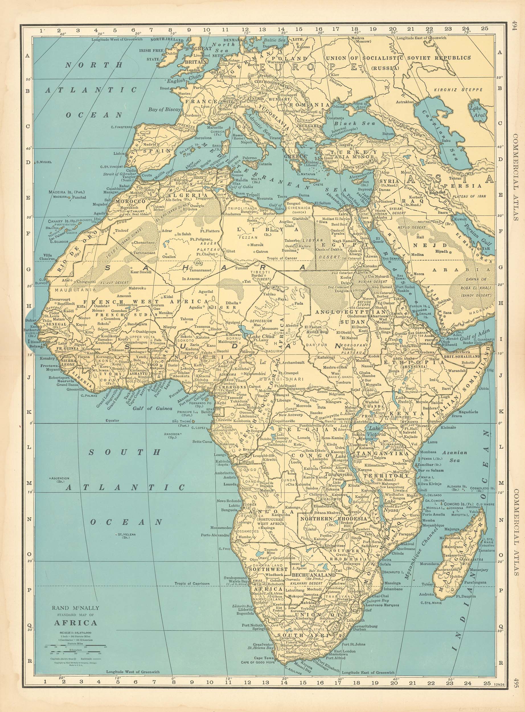 McNally's 1928 Map of Africa DO NOT SELL - Art Source International
