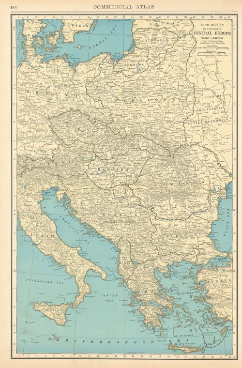 McNally's 1928 Map of Central Europe - Art Source International