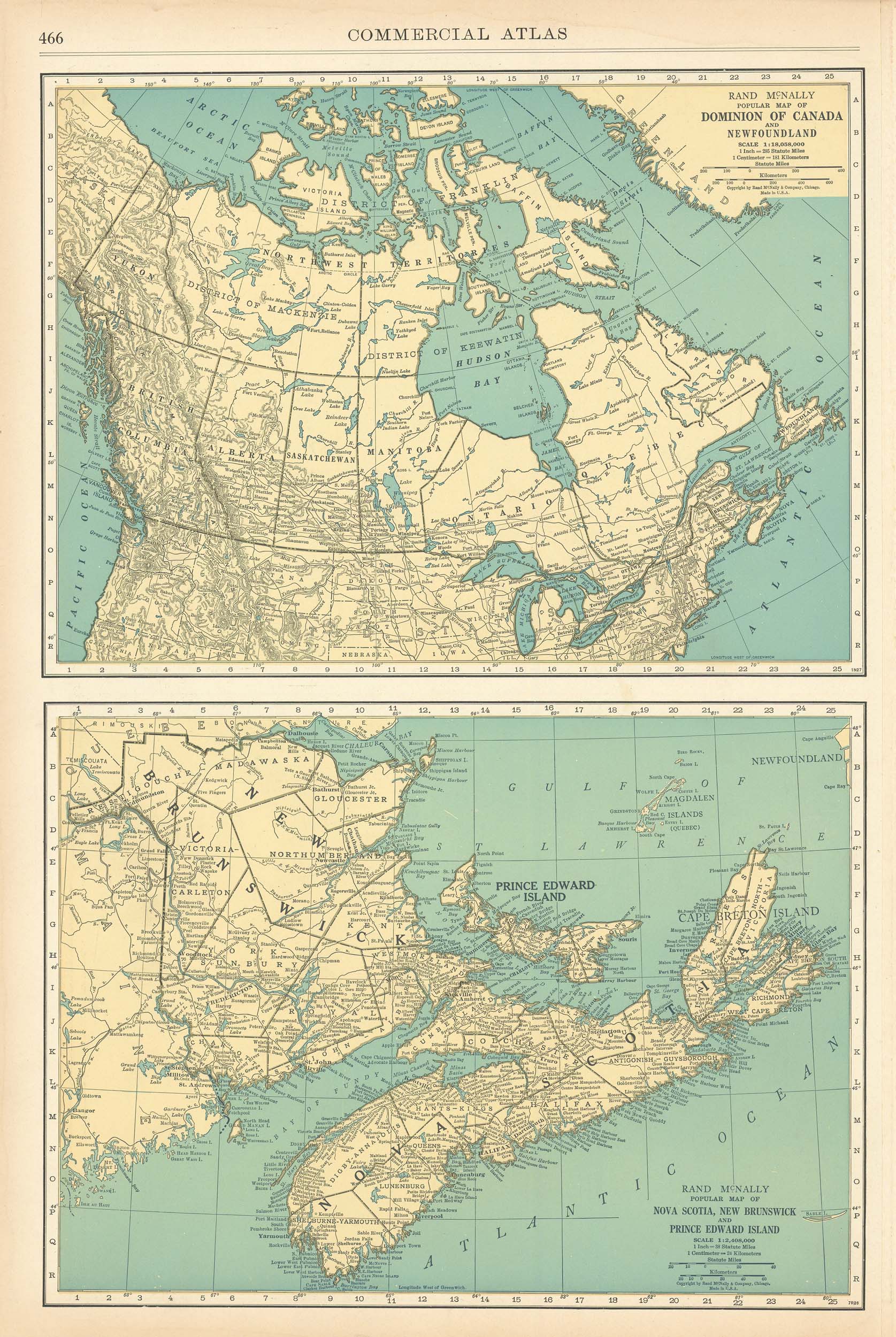 McNally's 1928 Map of the Dominion of Canada & Newfoundland, Nova ...