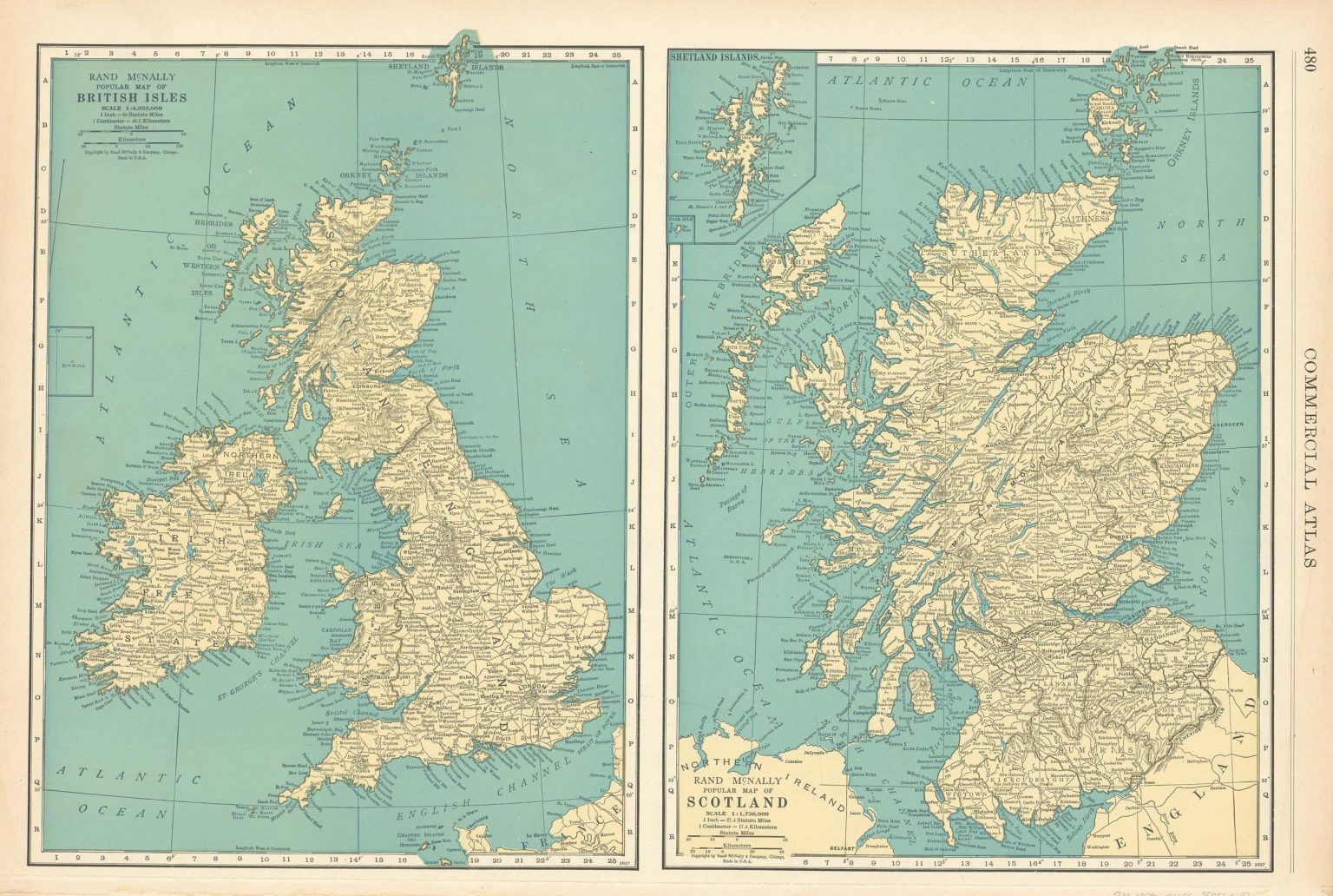 McNally's 1928 Map of British Isles and Scotland - Art Source International