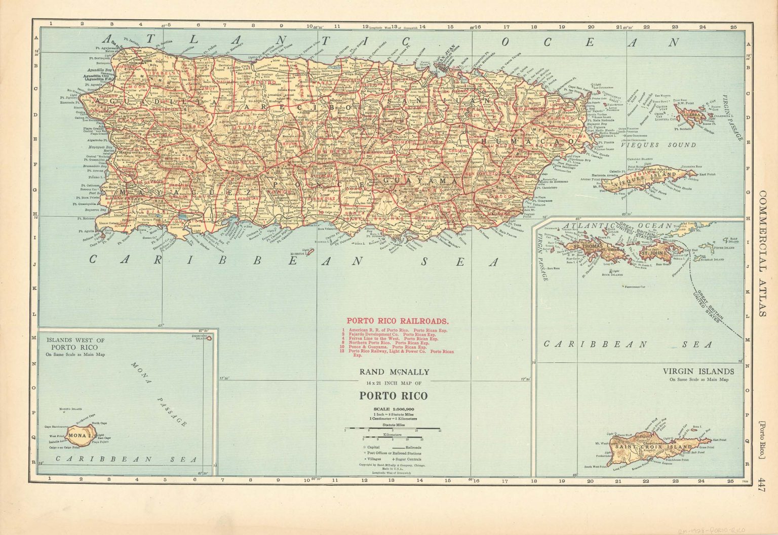 McNally's 1928 Map of Porto Rico (Puerto Rico) - Art Source International