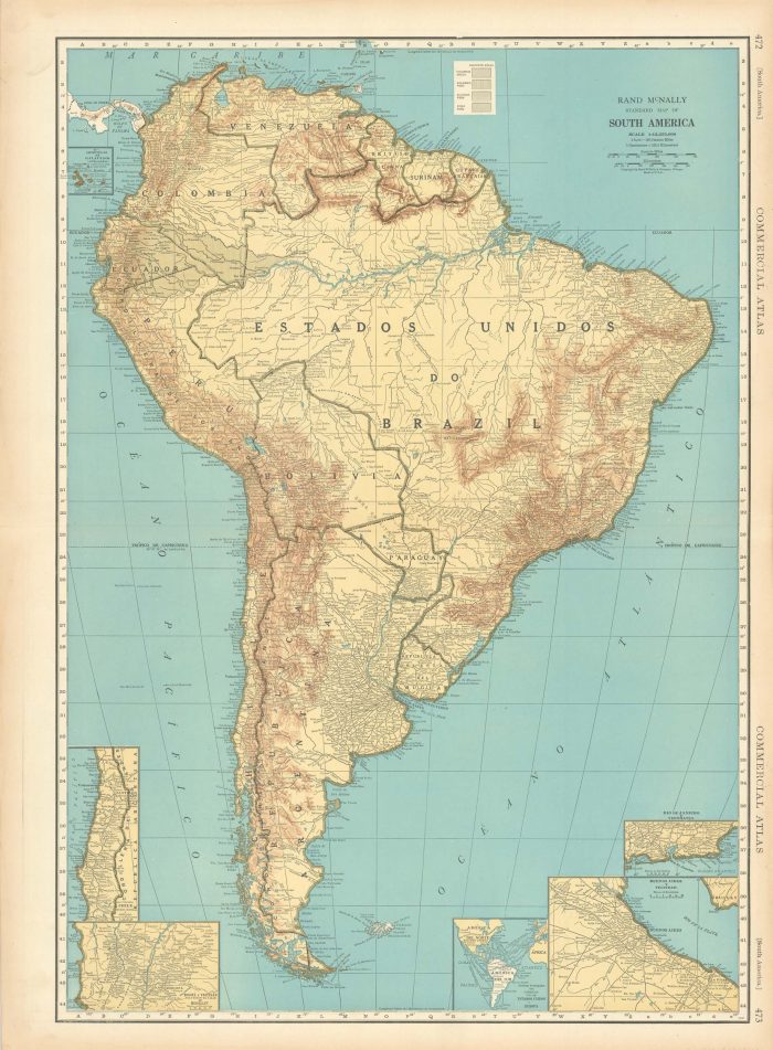 McNally's 1928 Map of South America - Art Source International