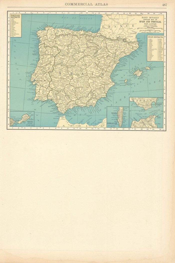 McNally's 1928 Map of Spain - Art Source International