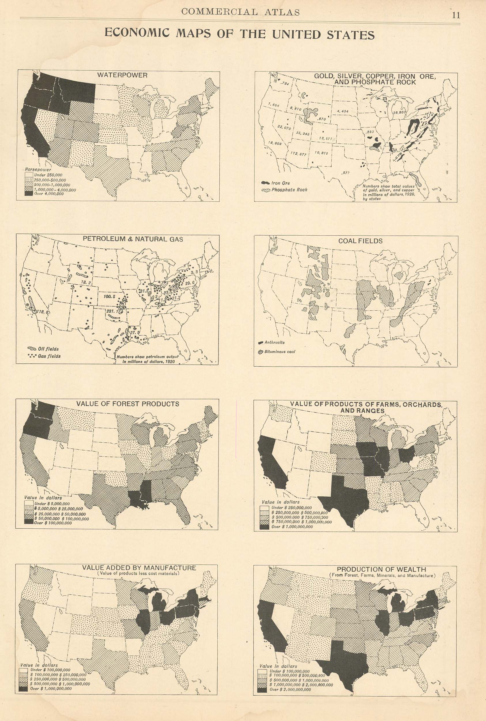 McNally's 1928 Economic Map of the United States (Industrial) - Art ...