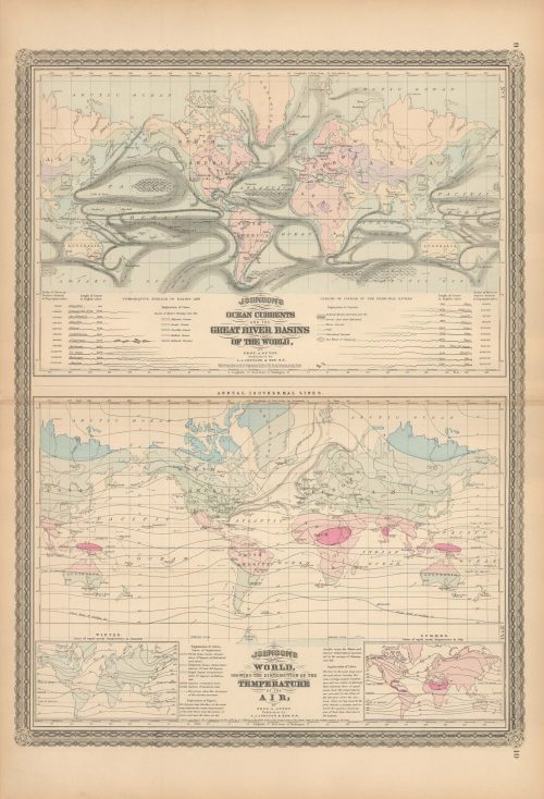 Johnson's 1880 Map of Ocean Currents and the Great River Basins of the ...