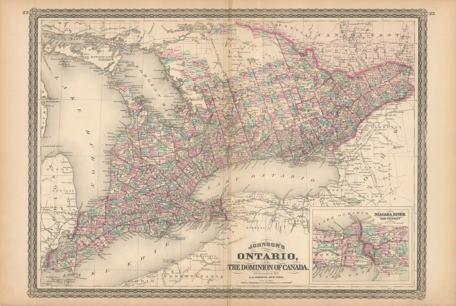 Vintage Antique Ontario Maps - Art Source International