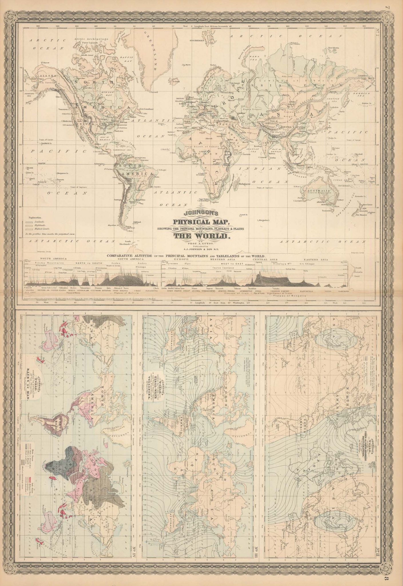 Johnson's 1880 Physical Map (Showing the Principal Mountains, Plateaus ...