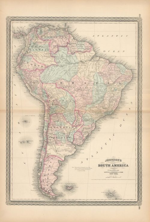 Johnson's 1880 Map of South America - Art Source International