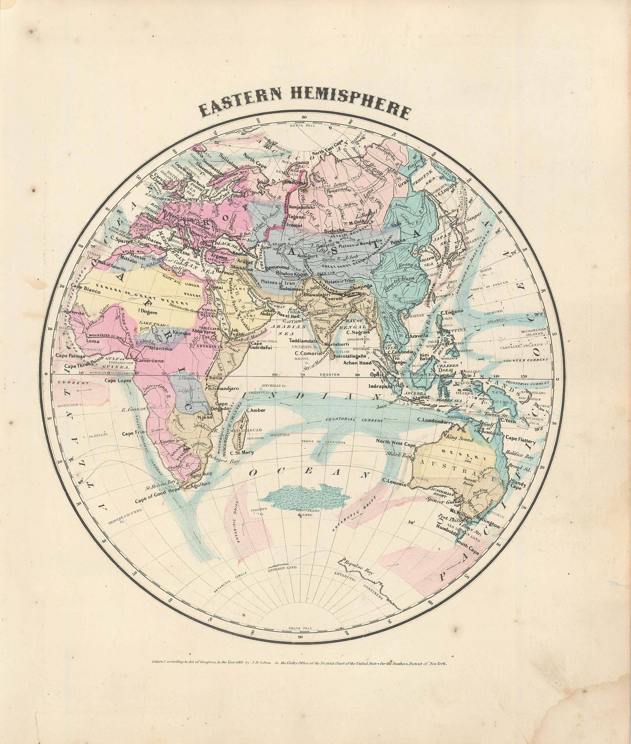 Colton's 1860 Map of the Eastern Hemisphere - Art Source International