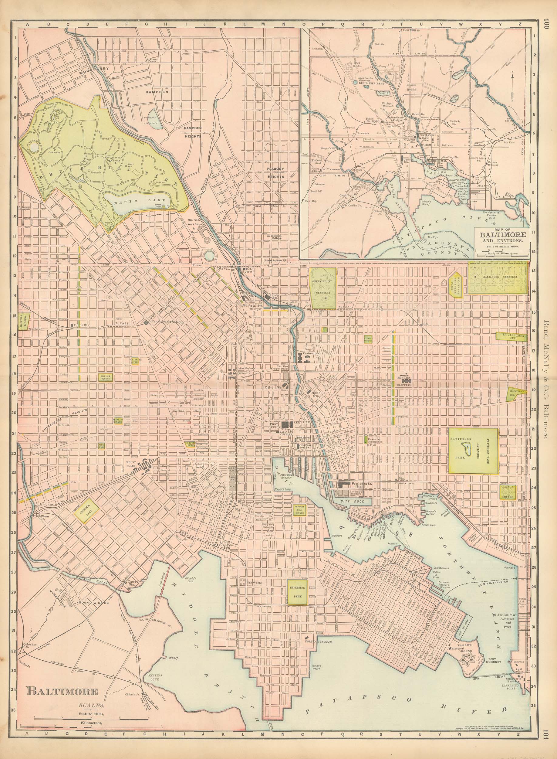 McNally's 1902 Map of Baltimore - Art Source International