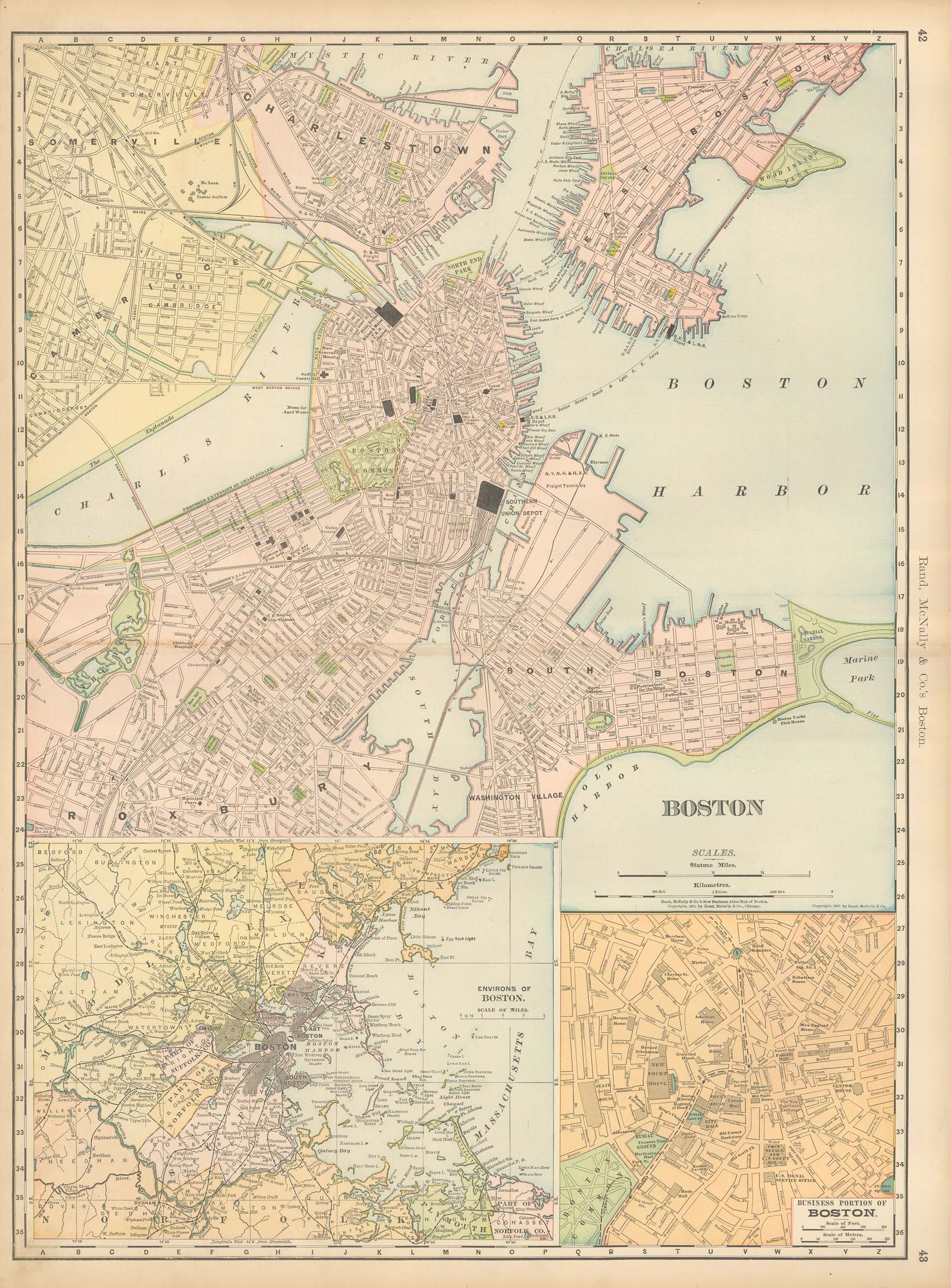 McNally's 1902 Map of Boston - Art Source International