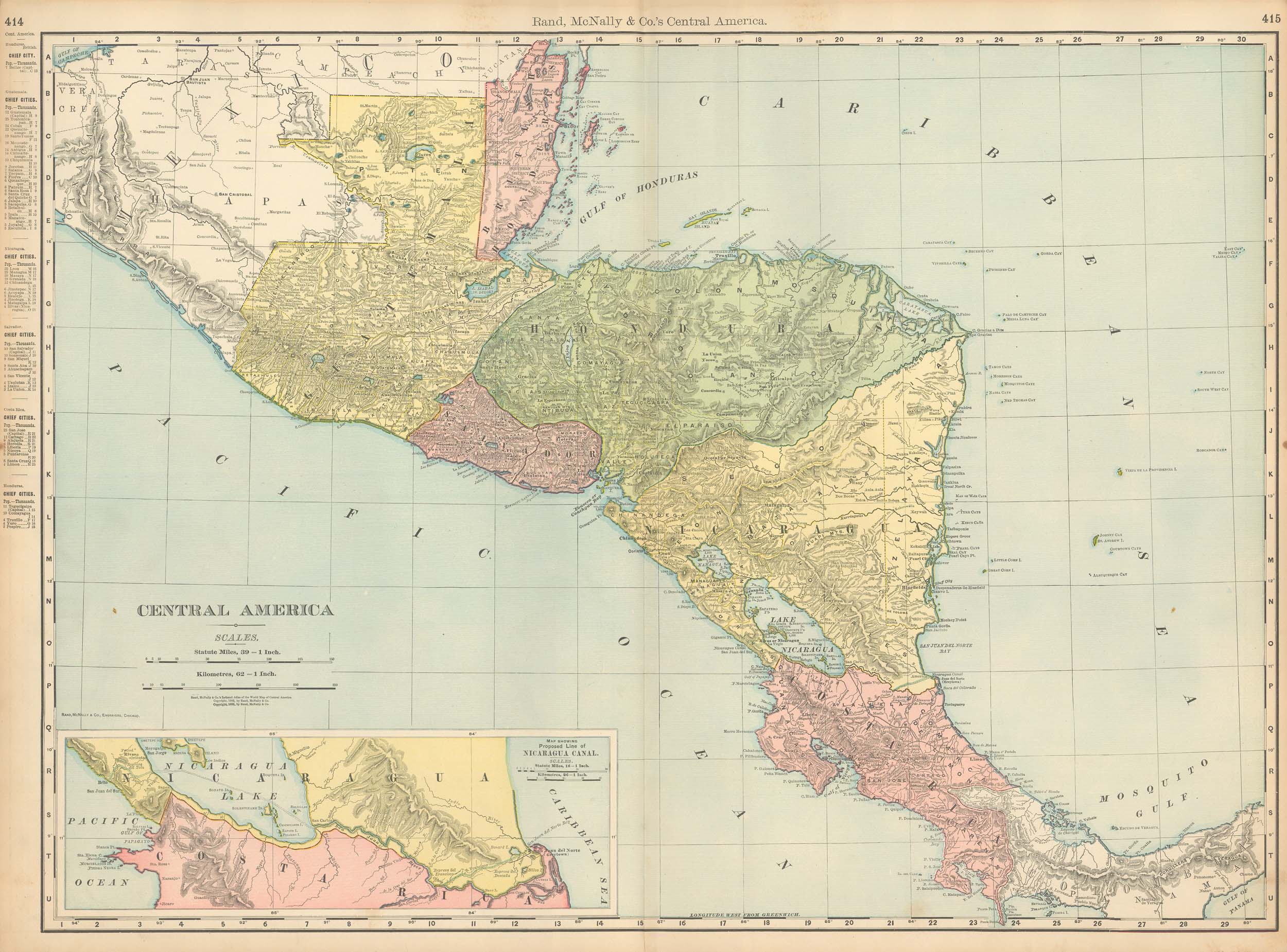 McNally's 1902 Map of Central America - Art Source International