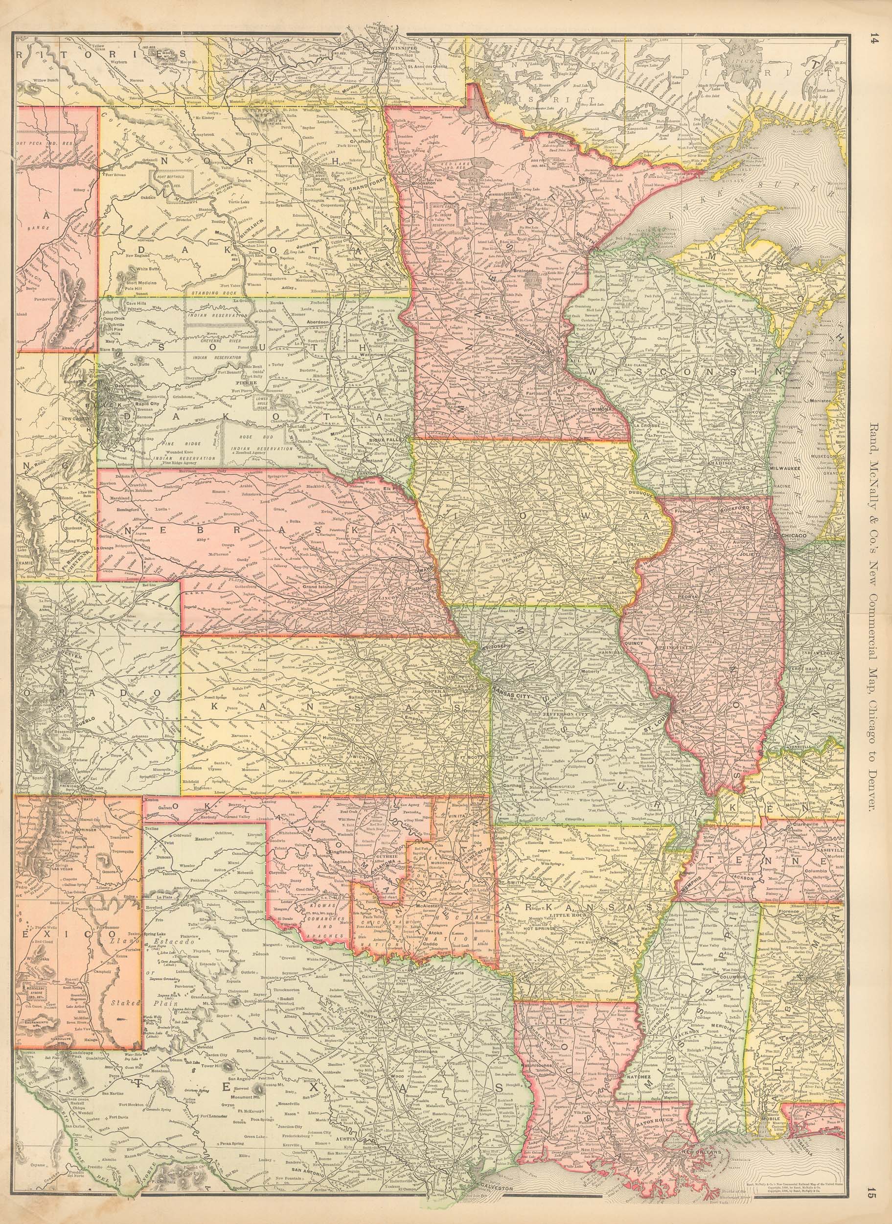 McNally's 1902 New Commercial Map of Chicago to Denver - Art Source ...