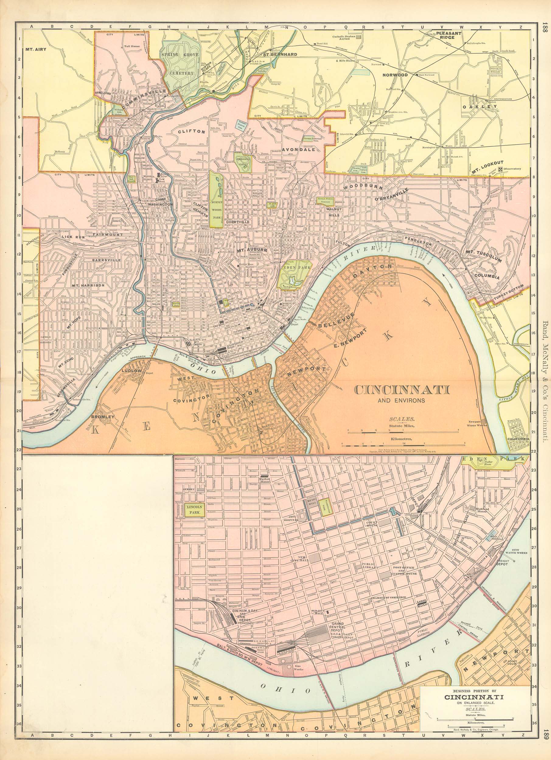 McNally's 1902 Map of Cincinnati - Art Source International