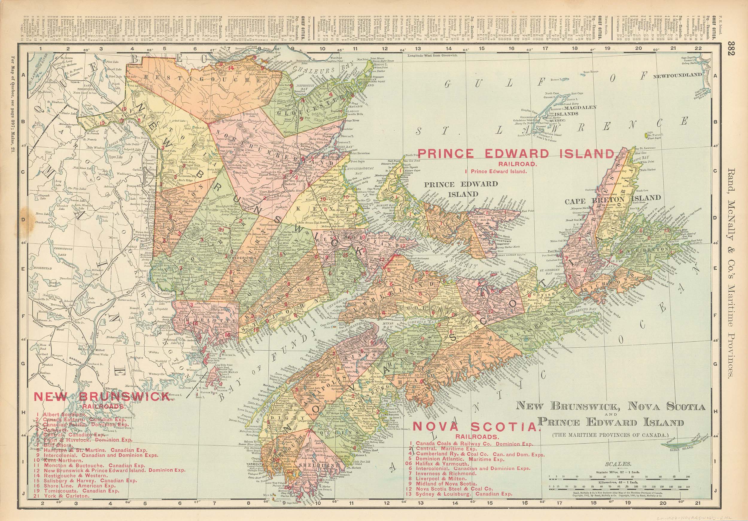McNally's 1902 Map of Nova Scotia, Prince Edward Island, and New ...