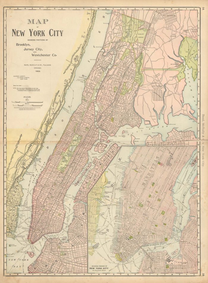 McNally's 1902 Map of New York City (Showing Portions of Brooklyn ...
