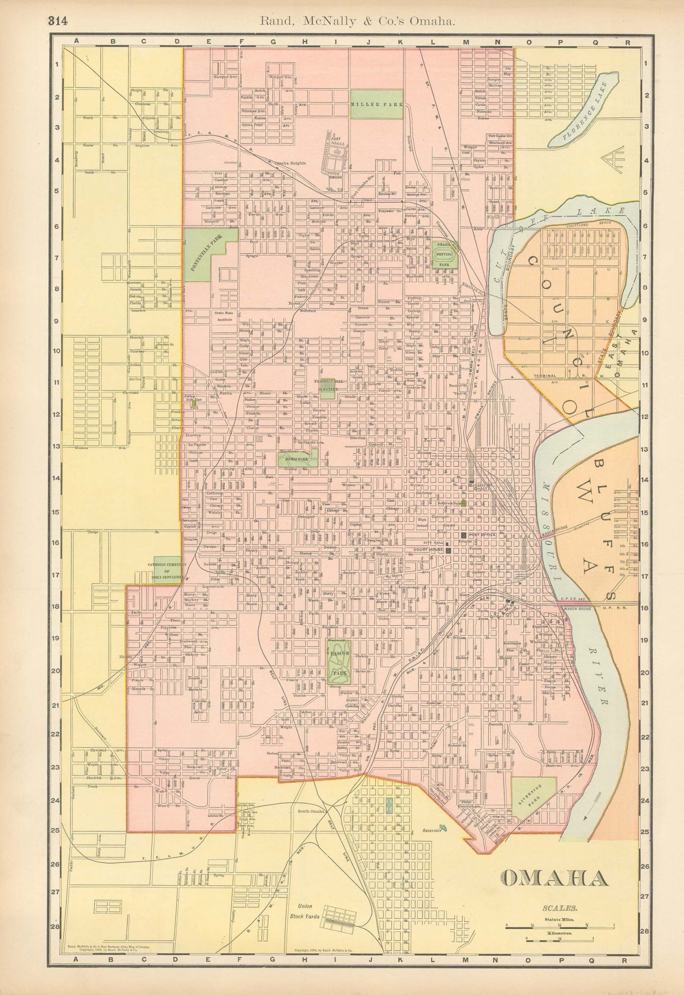 Vintage Antique Omaha Maps - Art Source International