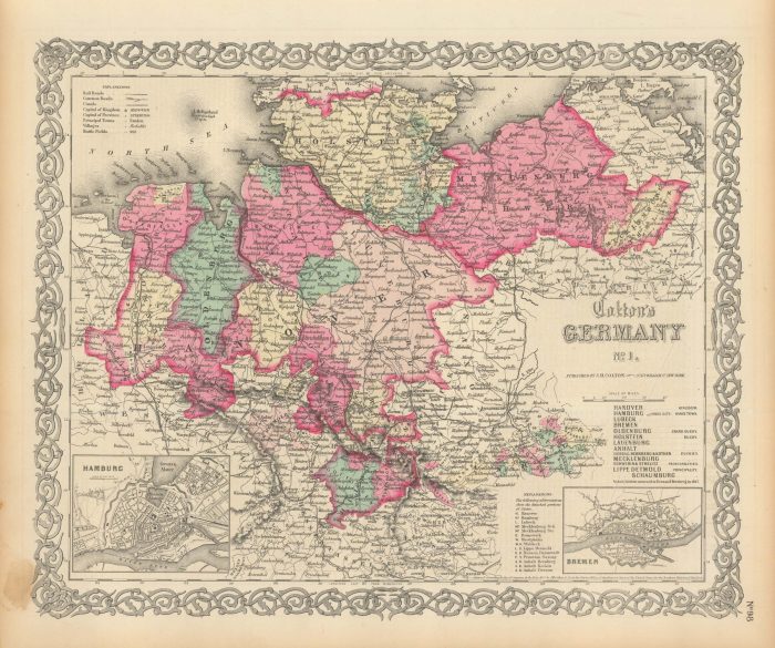Colton's 1865 Map of Germany (Sheet 1) - Art Source International