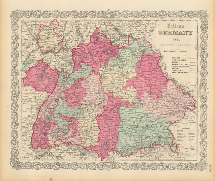 Colton's 1865 Map of Germany (Sheet 3) - Art Source International