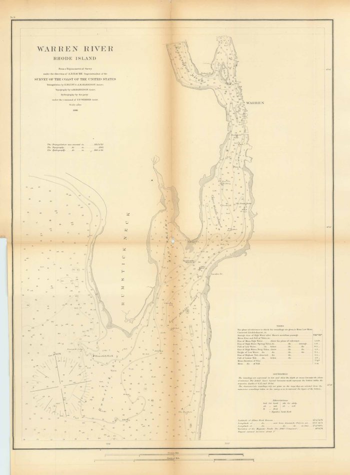 1866 Coastal Chart of Warren, Rhode Island - Art Source International