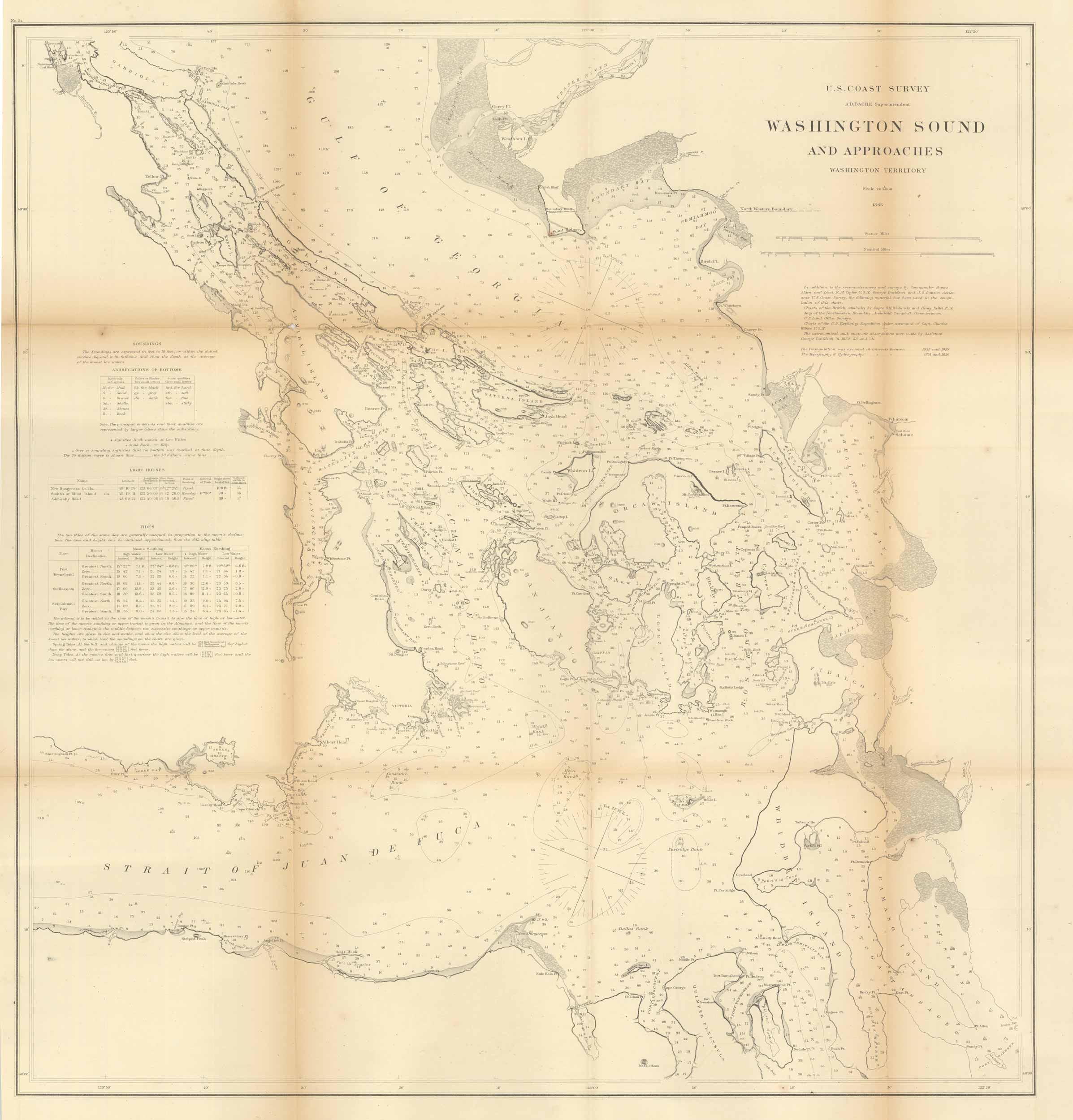 1866 Coastal Chart of Washington Sound and approaches, Washington ...