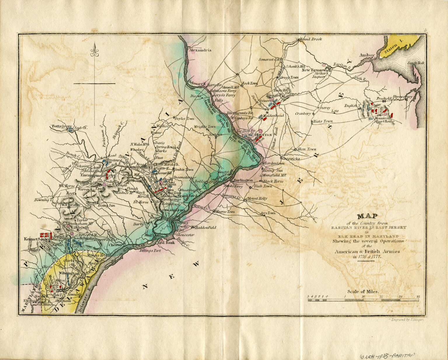 Revolutionary War Map of the Country from Raritan River in East Jersey ...